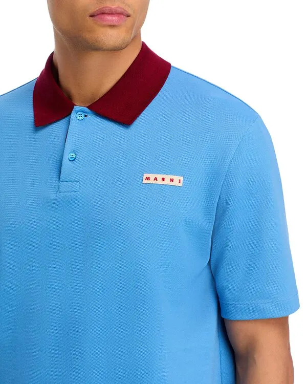 Marni Regular Fit Pique Polo Shirt - Iris Blue