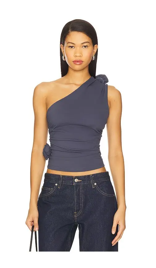 Lioness Rendezvous One Shoulder Top With Rosette Accents