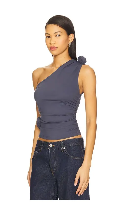 Lioness Rendezvous One Shoulder Top With Rosette Accents