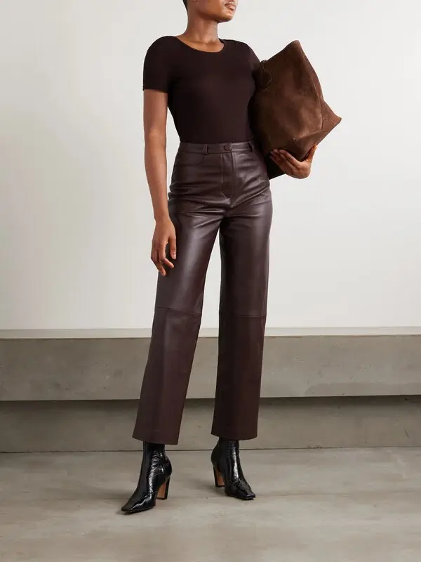Loulou De Saison Cobe Paneled Leather Straight-leg Pants