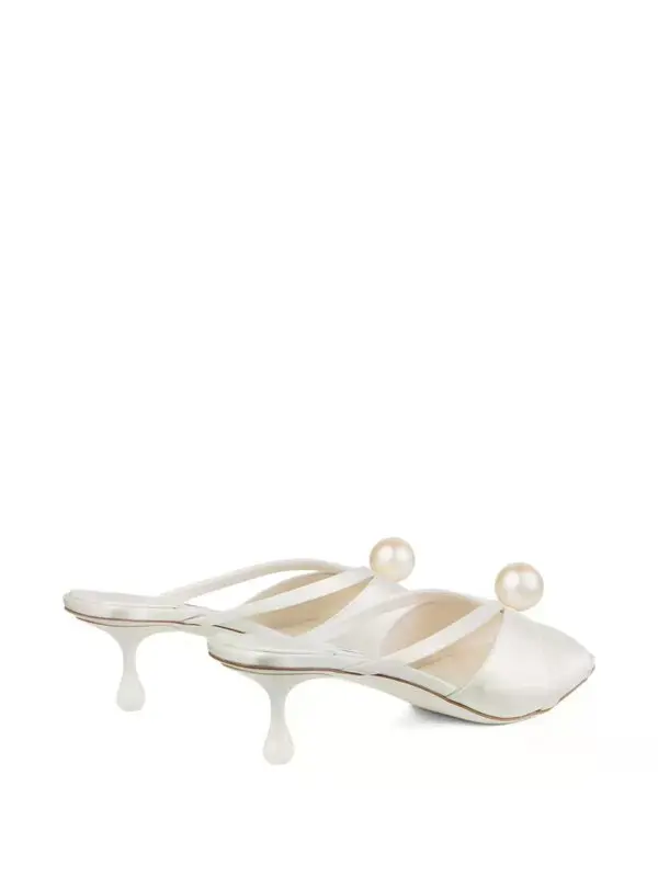 JIMMY CHOO 50mm Pearl-embellished Satin Mules - Neutrals