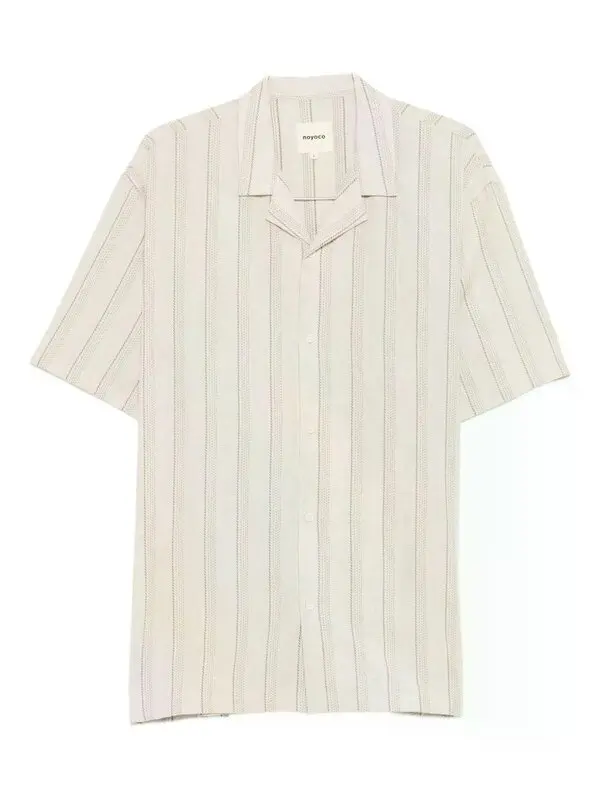 NOYOCO Orleans Striped Camp-collar Shirt - Neutrals