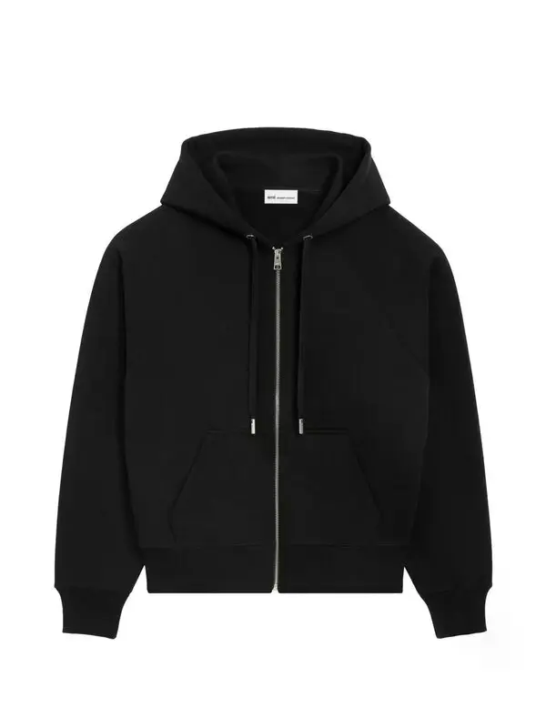 Ami De Coeur Zip-up Cotton Hoodie - Black