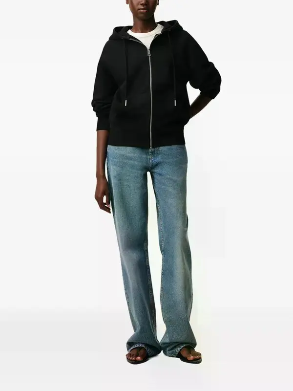 Ami De Coeur Zip-up Cotton Hoodie - Black