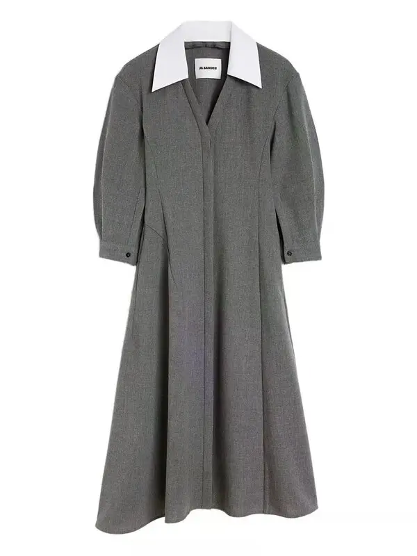 JIL SANDER Contrasting-collar Midi Dress