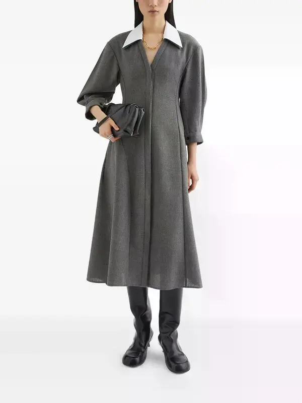 JIL SANDER Contrasting-collar Midi Dress