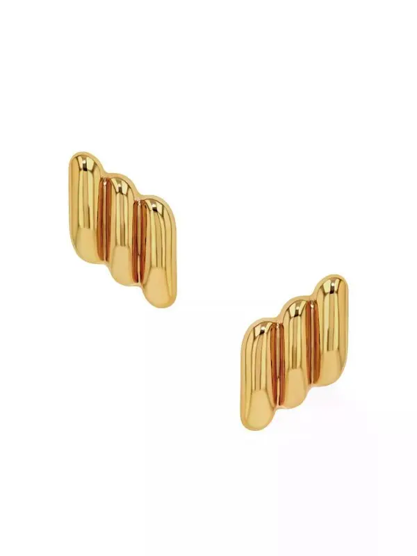 ANINE BING Diagonal Ribbed Earrings - Gold