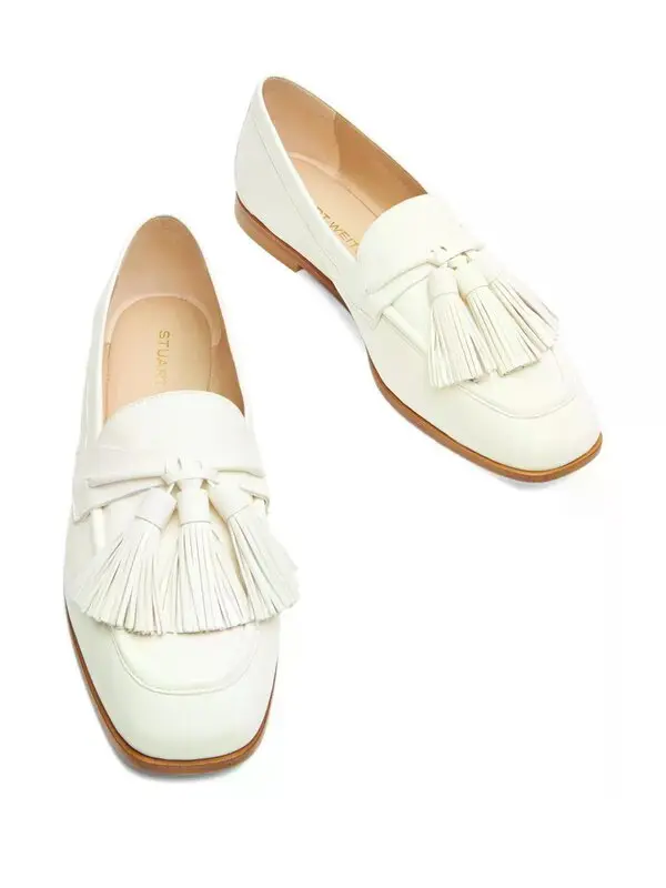 STUART WEITZMAN Leather Tassel Loafers - Neutrals