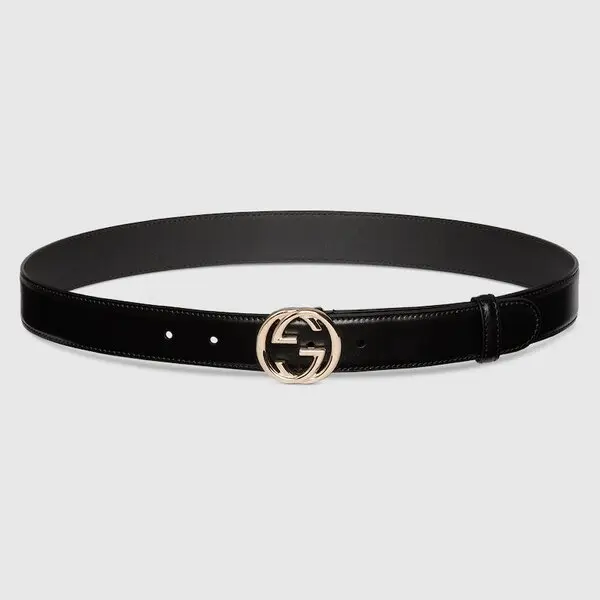 Gucci Belt With Interlocking G Buckle - Black