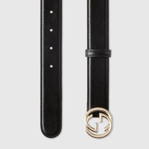Gucci Belt With Interlocking G Buckle - Black