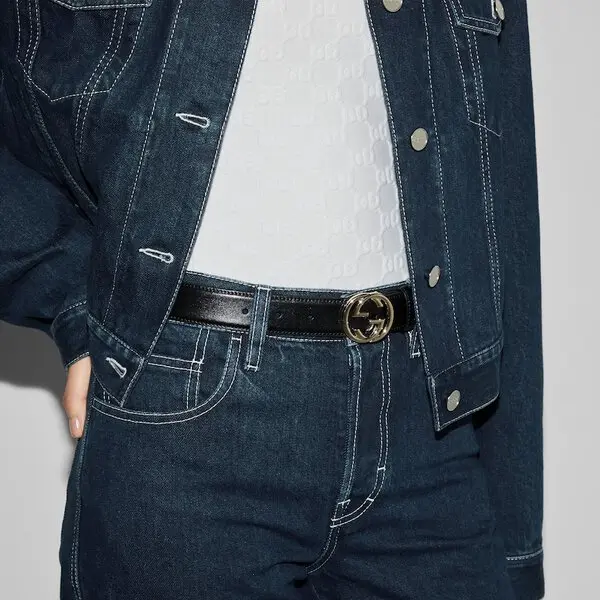 Gucci Belt With Interlocking G Buckle - Black