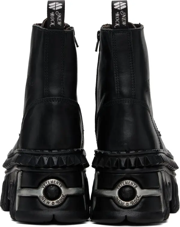 Vetements New Rock Edition Combat Boots Black Leather Editorialist