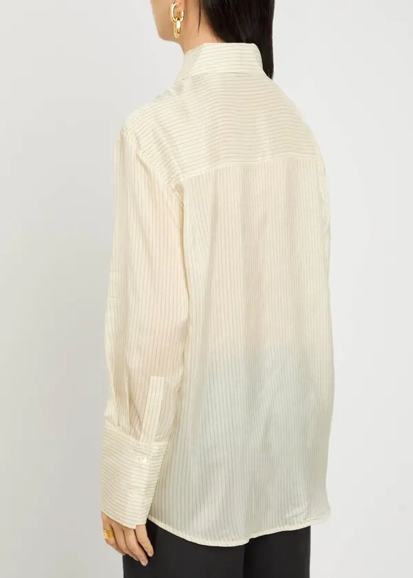 ANINE BING Bridget Pinstriped Satin Shirt