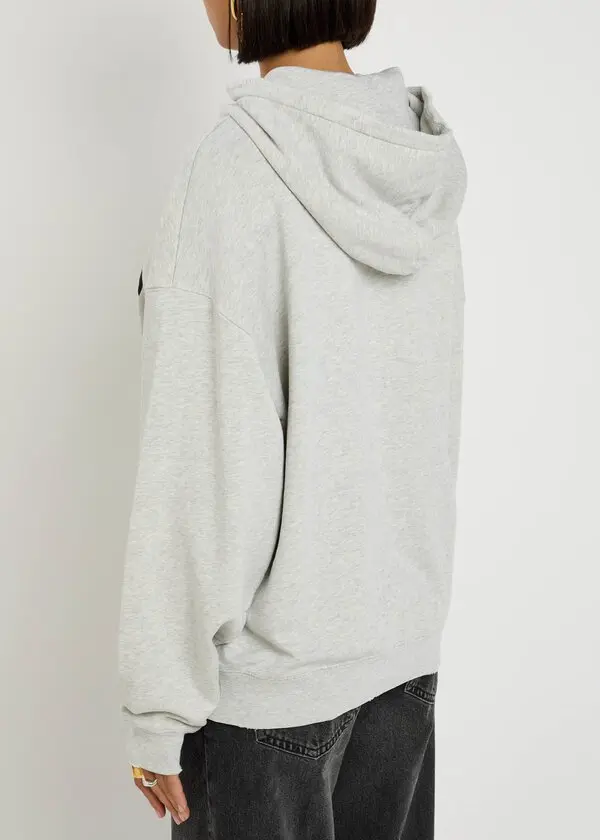 ANINE BING Harvey Cotton Hoodie With Distressed Finish - Grey