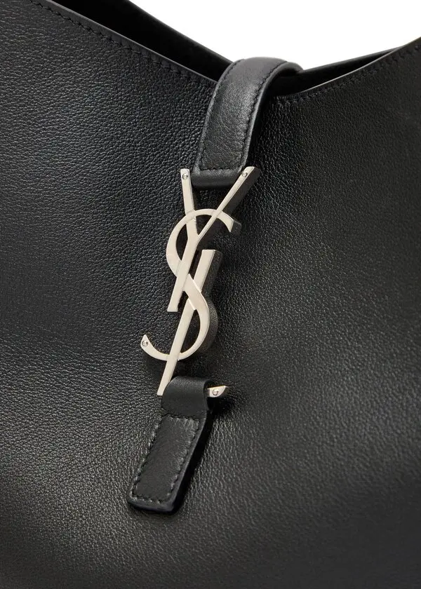 Saint Laurent Le 5 A 7 Large Grained Leather Shoulder Bag - Black