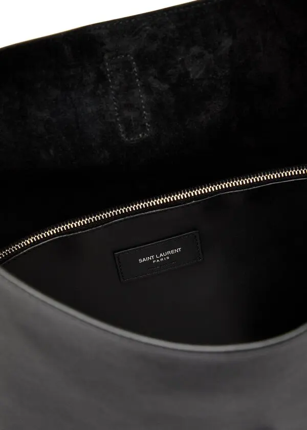 Saint Laurent Le 5 A 7 Large Grained Leather Shoulder Bag - Black