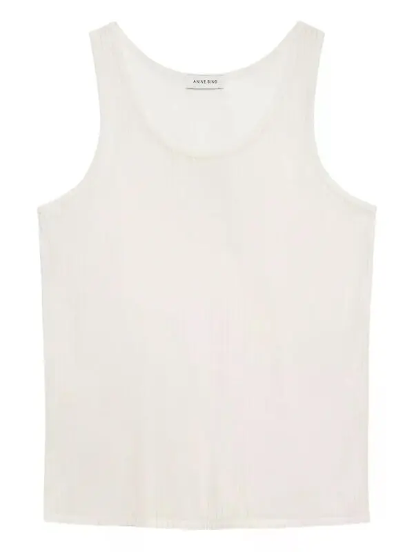 ANINE BING Eugene Ribbed Sleeveless Top - White