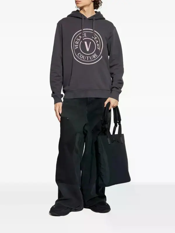Versace Logo-embellished Hoodie - Grey