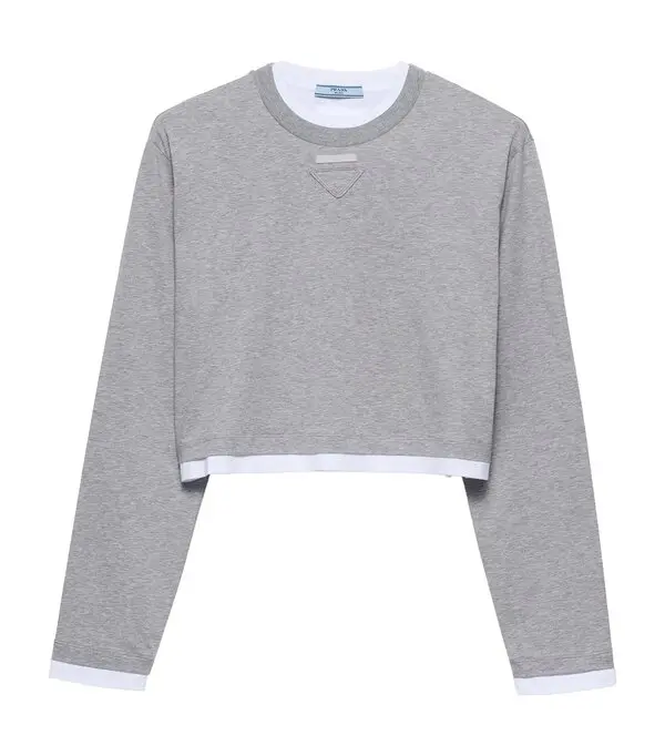 Prada Cotton Jersey Layered-effect T-shirt