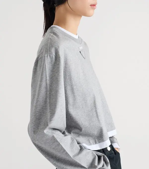 Prada Cotton Jersey Layered-effect T-shirt