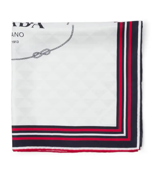 Prada Silk Twill Jacquard Scarf - Neutral