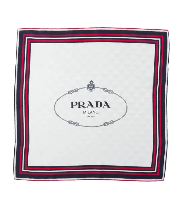 Prada Silk Twill Jacquard Scarf - Neutral
