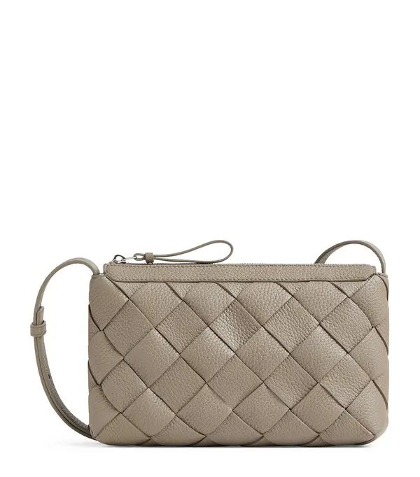 Bottega Veneta Small Leather Diago Messenger Bag - Grey