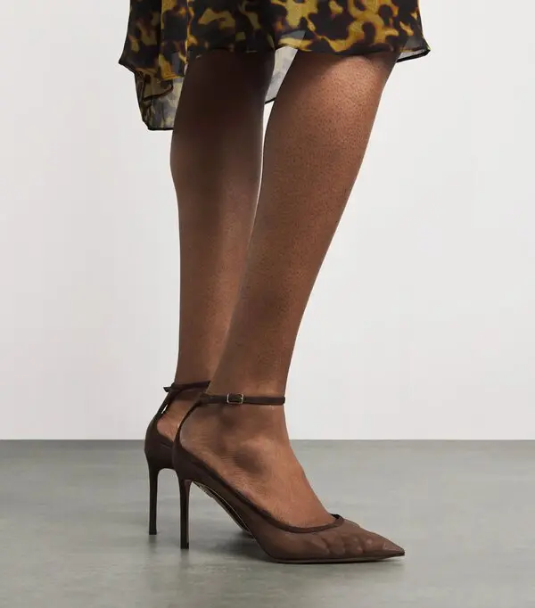 Aquazzura Mesh Love Affair Pumps 80 Brown Editorialist - Main Image