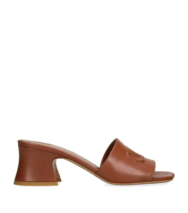 Chloé Leather Soleil Mules - Brown