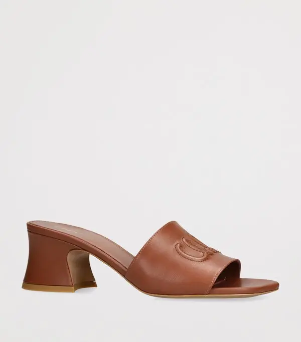 Chloé Leather Soleil Mules - Brown