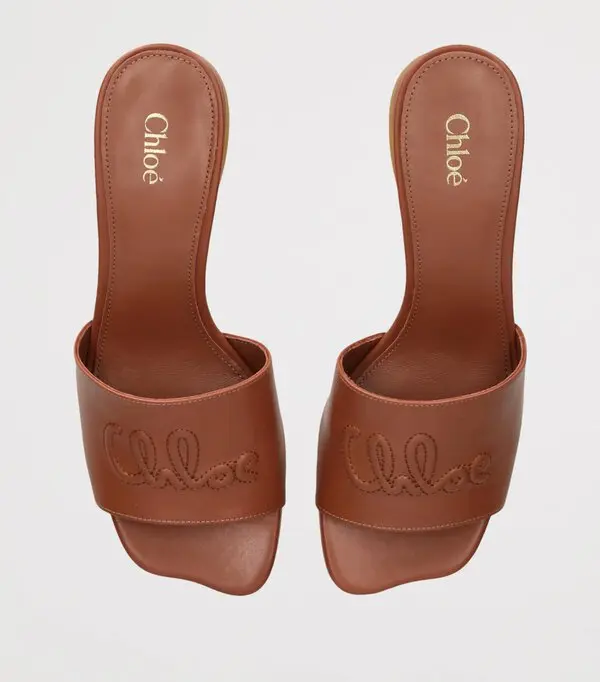 Chloé Leather Soleil Mules - Brown