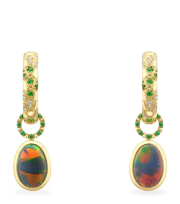 BOODLES Yellow Diamond, Opal And Tsavorite Green Mamba Earrings - Gold