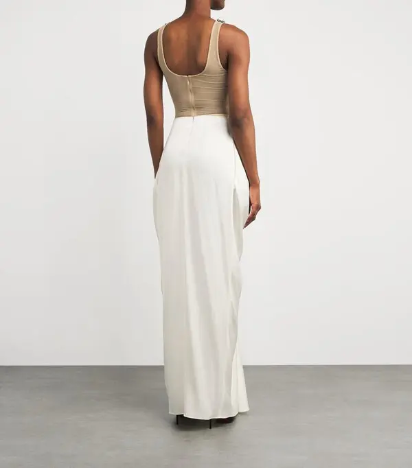 Stella Mccartney Satin Crystal Maxi Dress In Ivory - 50% Off | Editorialist