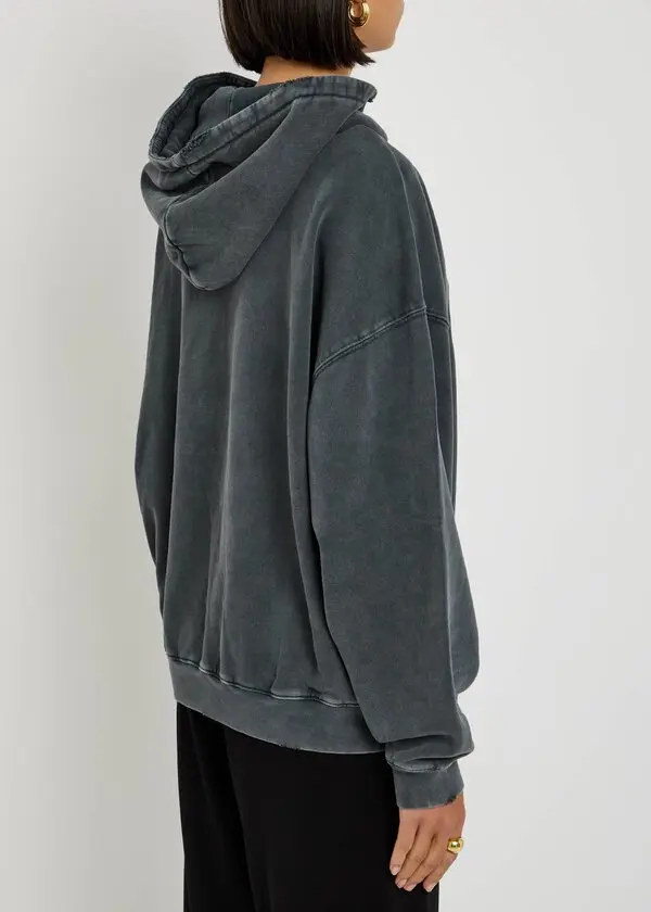 ANINE BING Harvey Hooded Cotton Sweatshirt - Black