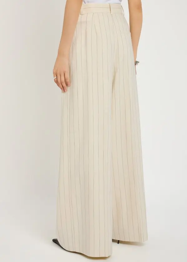 ANINE BING Pinstriped Wide-leg Trousers - Cream