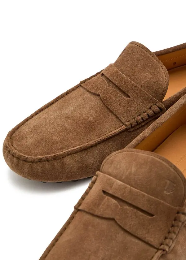 TOD'S Gommino Suede Loafers - Light Brown