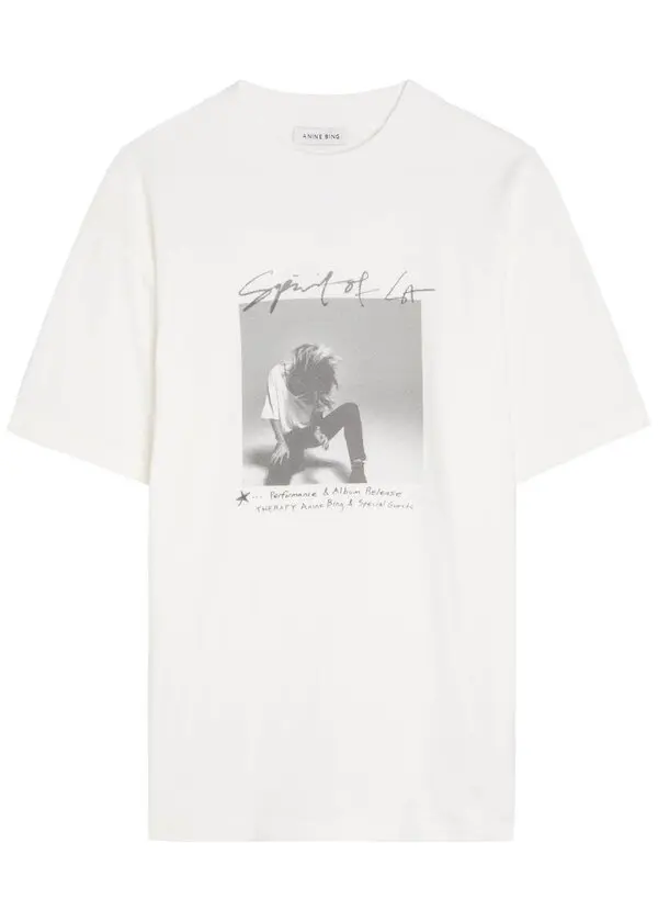 ANINE BING Ashton Spirit Printed T-shirt - Ivory