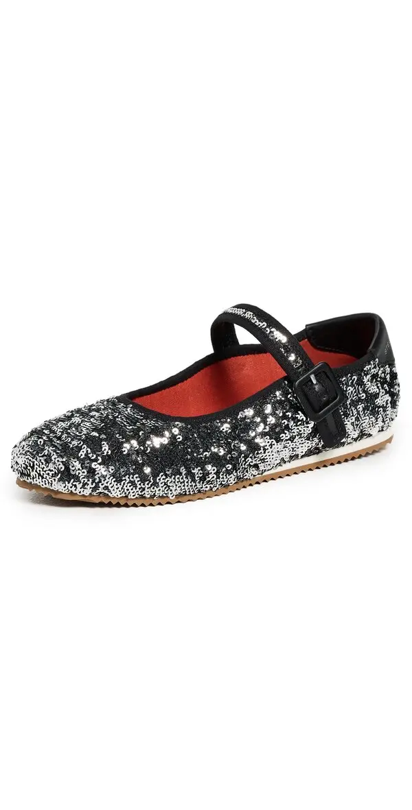 Stella McCartney S-wave Sport Sequins Flats - Silver