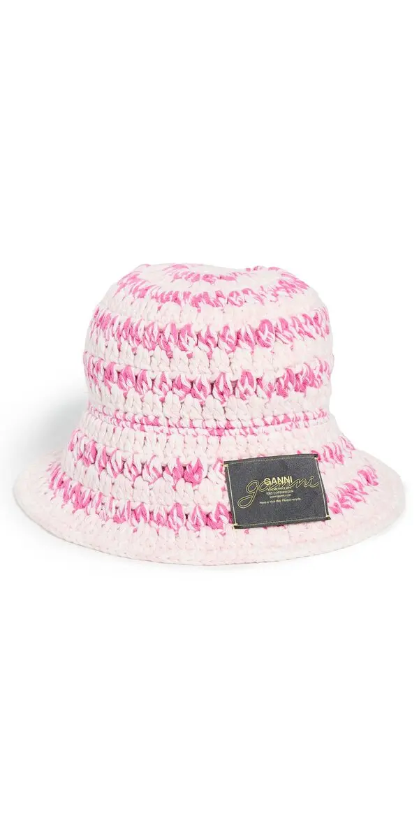 GANNI Cotton Melange Crochet Bucket Hat - Multicolour