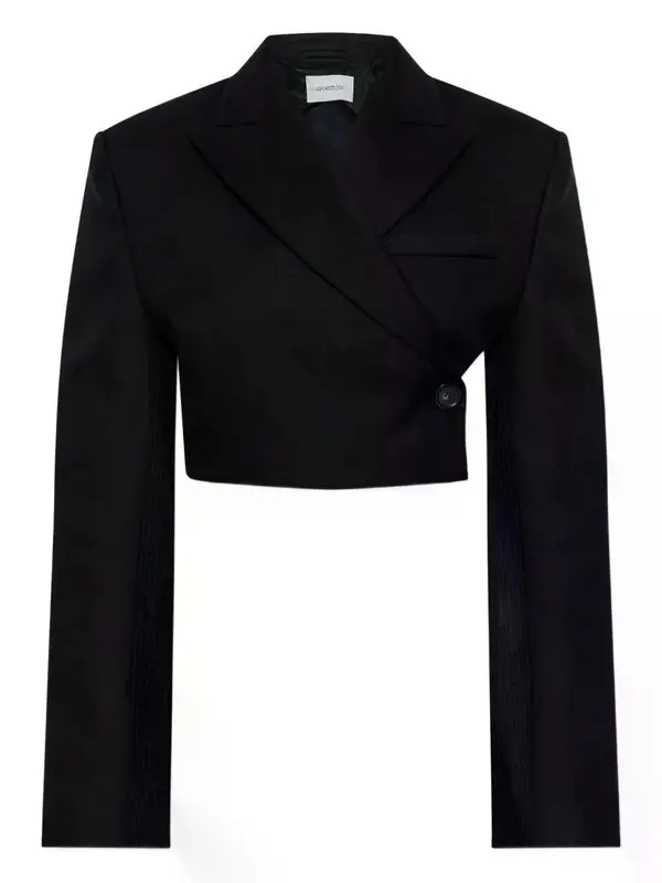 Sportmax Cropped Knitted-sleeve Blazer - Black