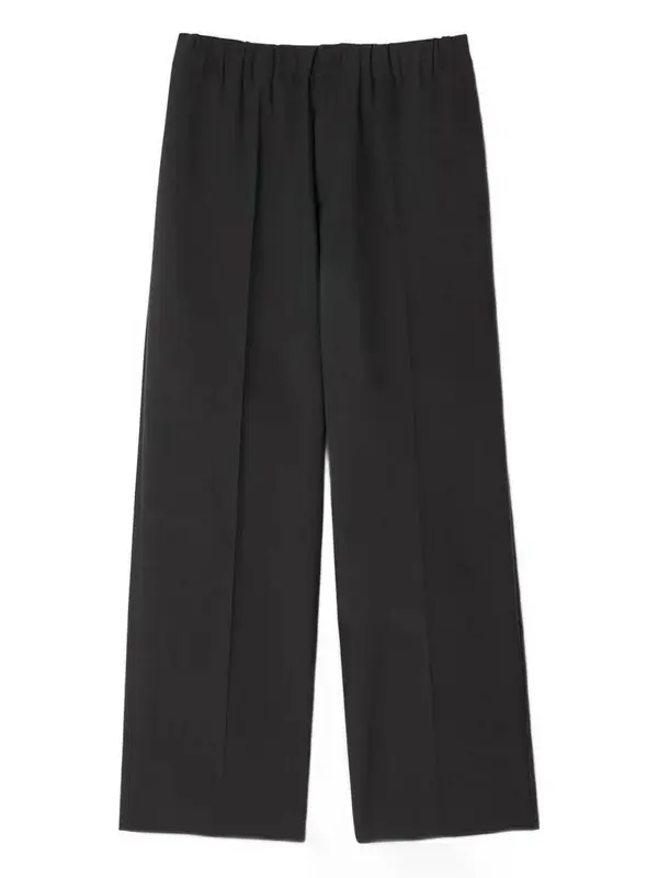 Sandro Elasticated-waist Wide-leg Trousers - Grey