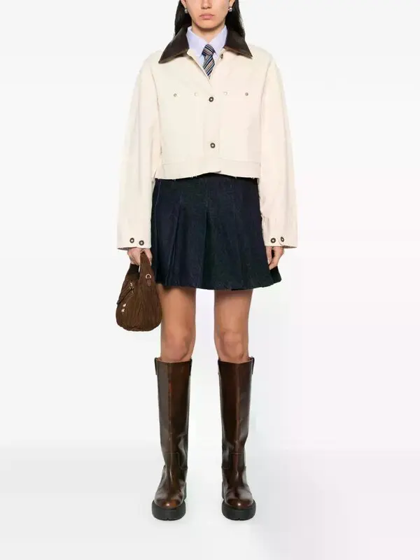 Sandro Contrasting-collar Cropped Jacket - Neutrals