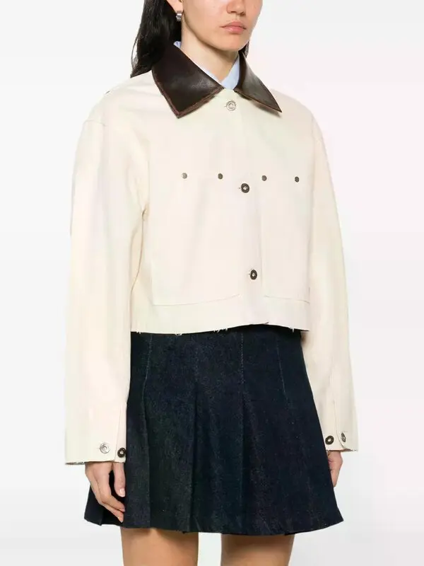 Sandro Contrasting-collar Cropped Jacket - Neutrals