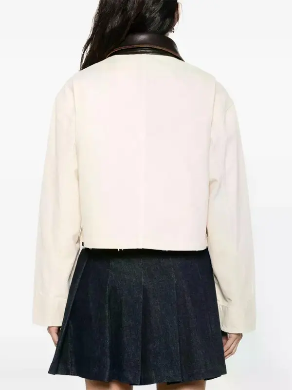 Sandro Contrasting-collar Cropped Jacket - Neutrals