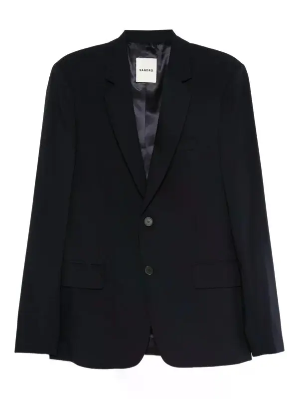 Sandro Wool Suit Jacket - Blue