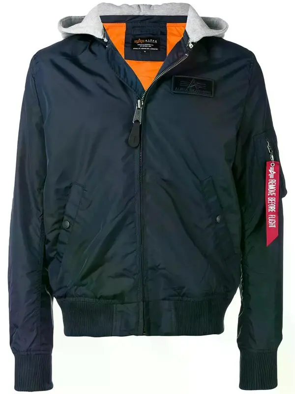 Alpha Industries Cotton Blend Bomber Jacket - Blue
