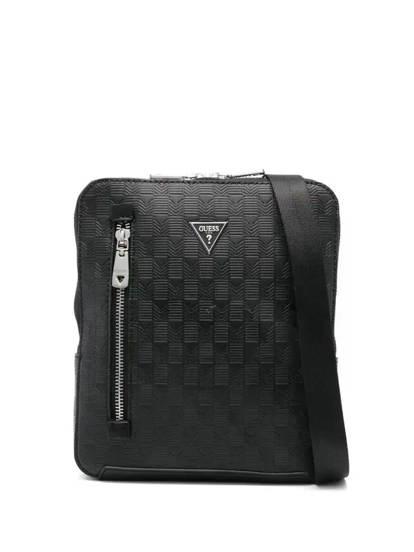 Guess Logo-embossed Messenger Bag - Black