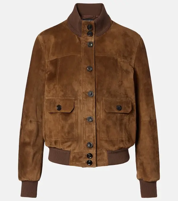 TOM FORD Suede Bomber Jacket - Brown