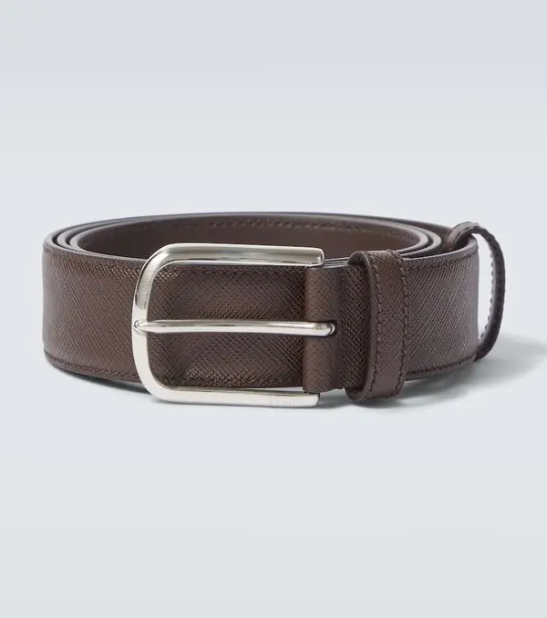 Prada Saffiano Leather Belt - Brown