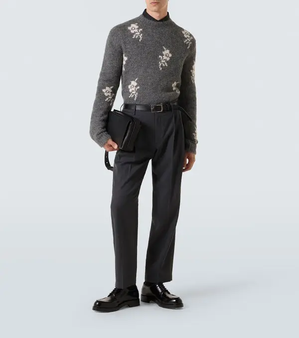 JIL SANDER Floral Intarsia Alpaca And Wool-blend Sweater